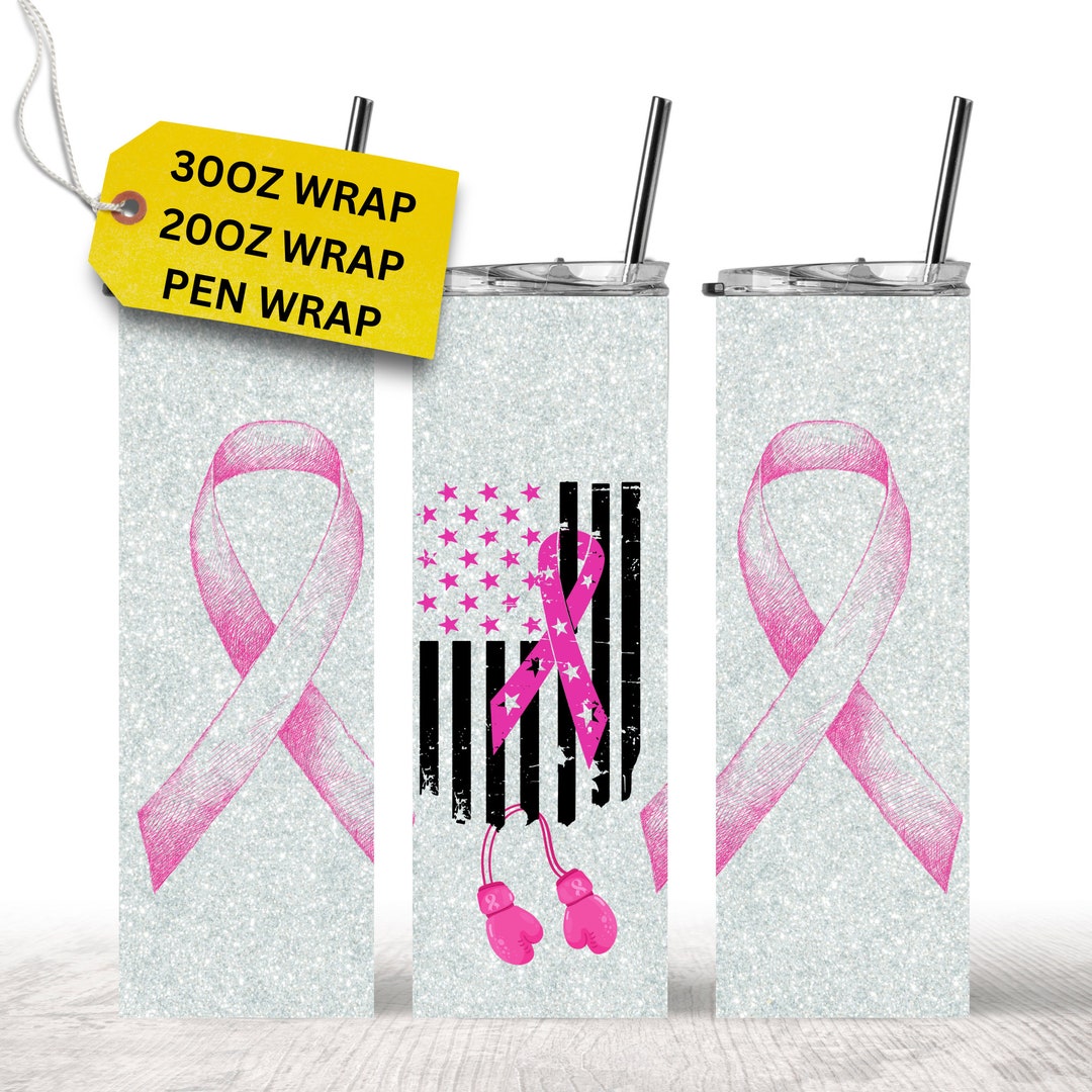 Breast Cancer Awareness With Boxing Gloves & Ribbons Tumbler and Pen ...