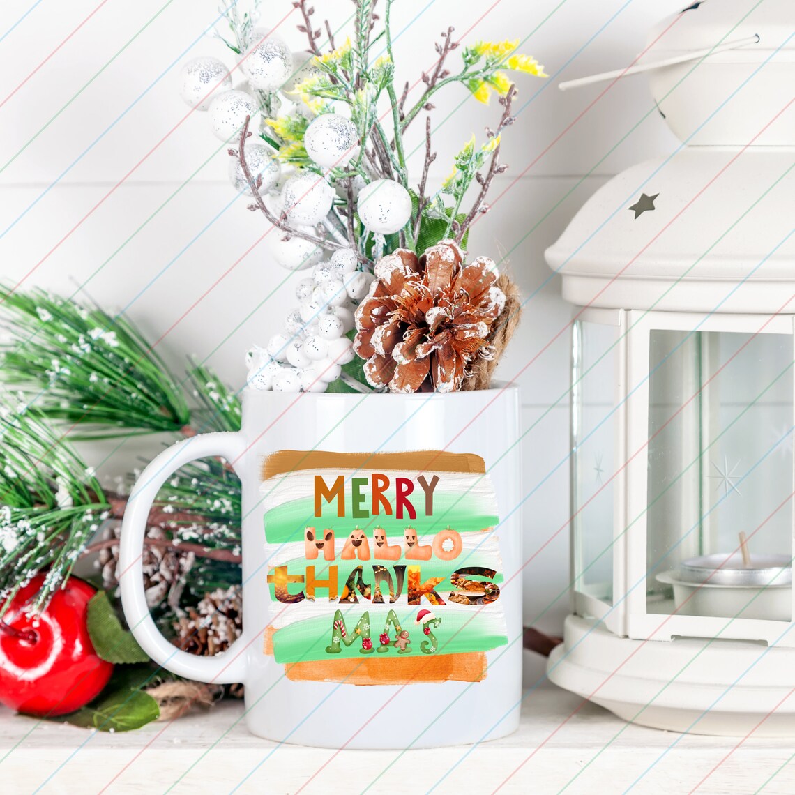 Merry Hallowthanksmas PNG Files, Christmas Thanksgiving Halloween ...