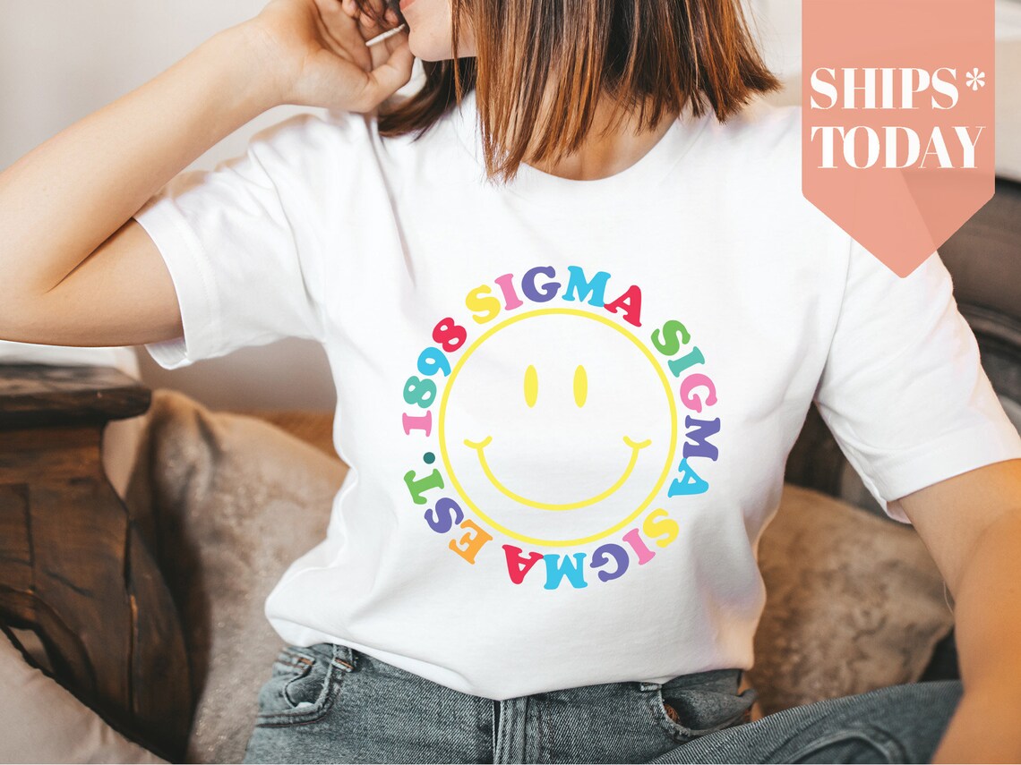 Sigma Sigma Sigma Radiating Smiley Face Sorority T-shirt Tri - Etsy