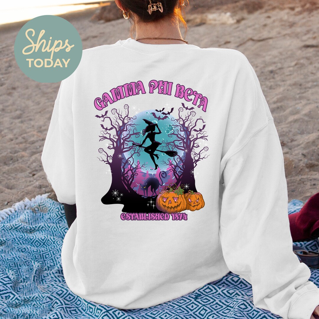 Gamma Phi Beta Halloween Witch Sorority Sweatshirt Gamma Phi Etsy
