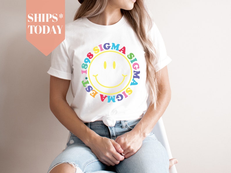 Sigma Sigma Sigma Radiating Smiley Face Sorority T-shirt Tri - Etsy