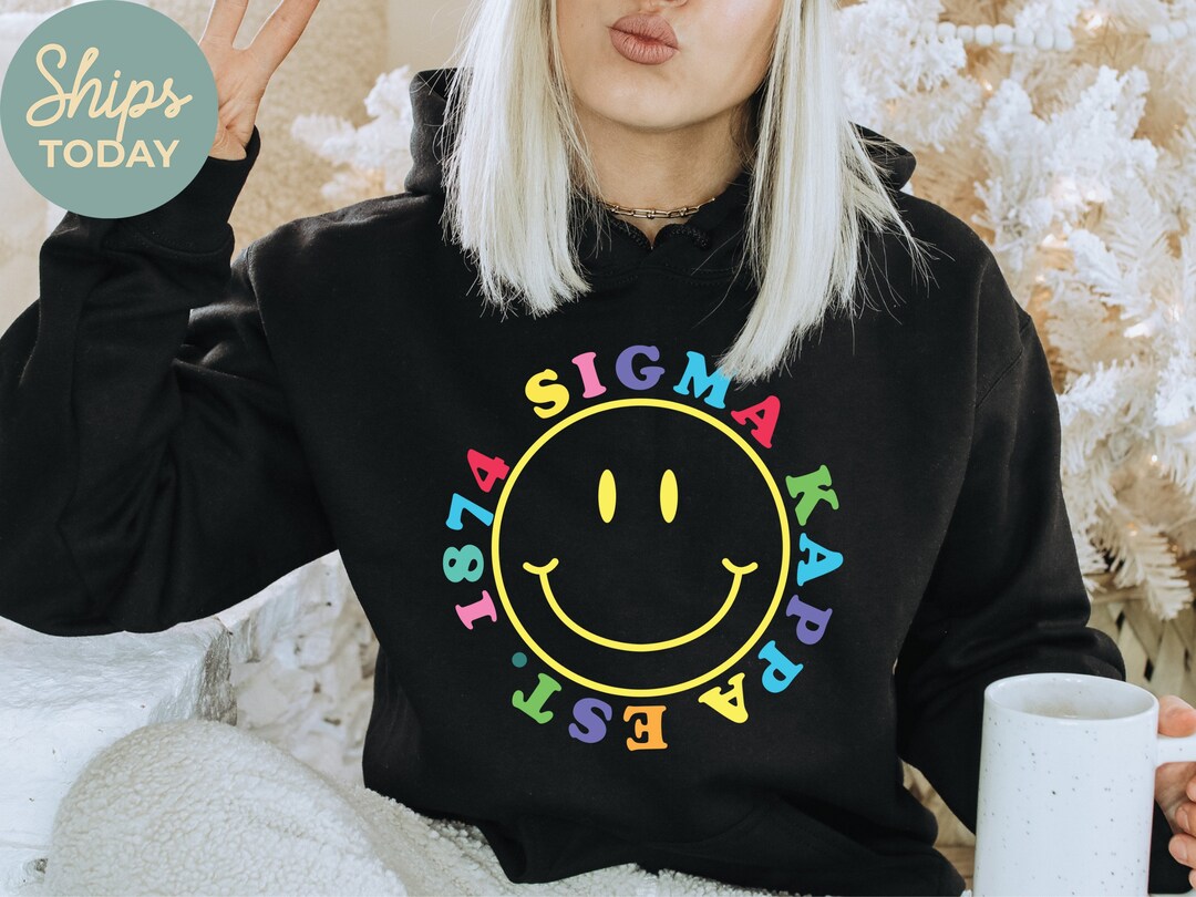 Sigma Kappa Radiating Smiley Face Sorority Sweatshirt Sigma - Etsy
