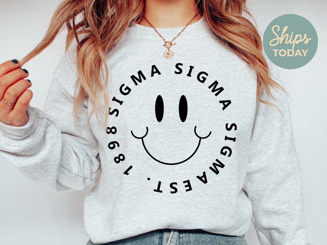 Sigma Sigma Sigma Smiley Face Halo Sorority Sweatshirt Tri - Etsy