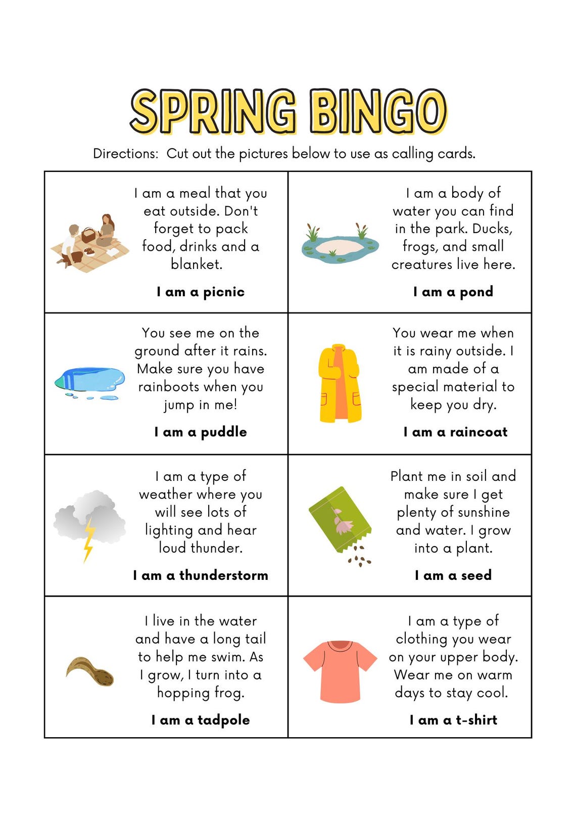 Spring Bingo Game for Speech Therapy - Printable Spring Bingo for Kids ...