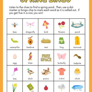 Spring Bingo Game – Speech Therapy, Preschool Activities (printable PDF ...