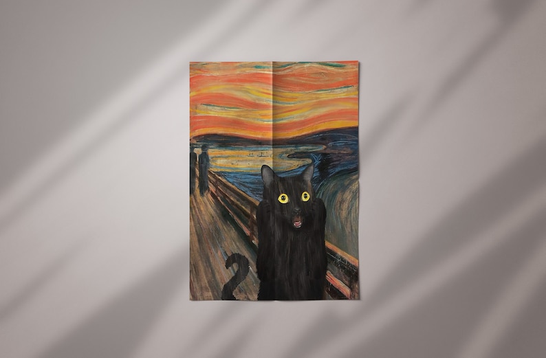 Scream Black Cat Painting, Edvard Munch Scream Paintings, Digital ...