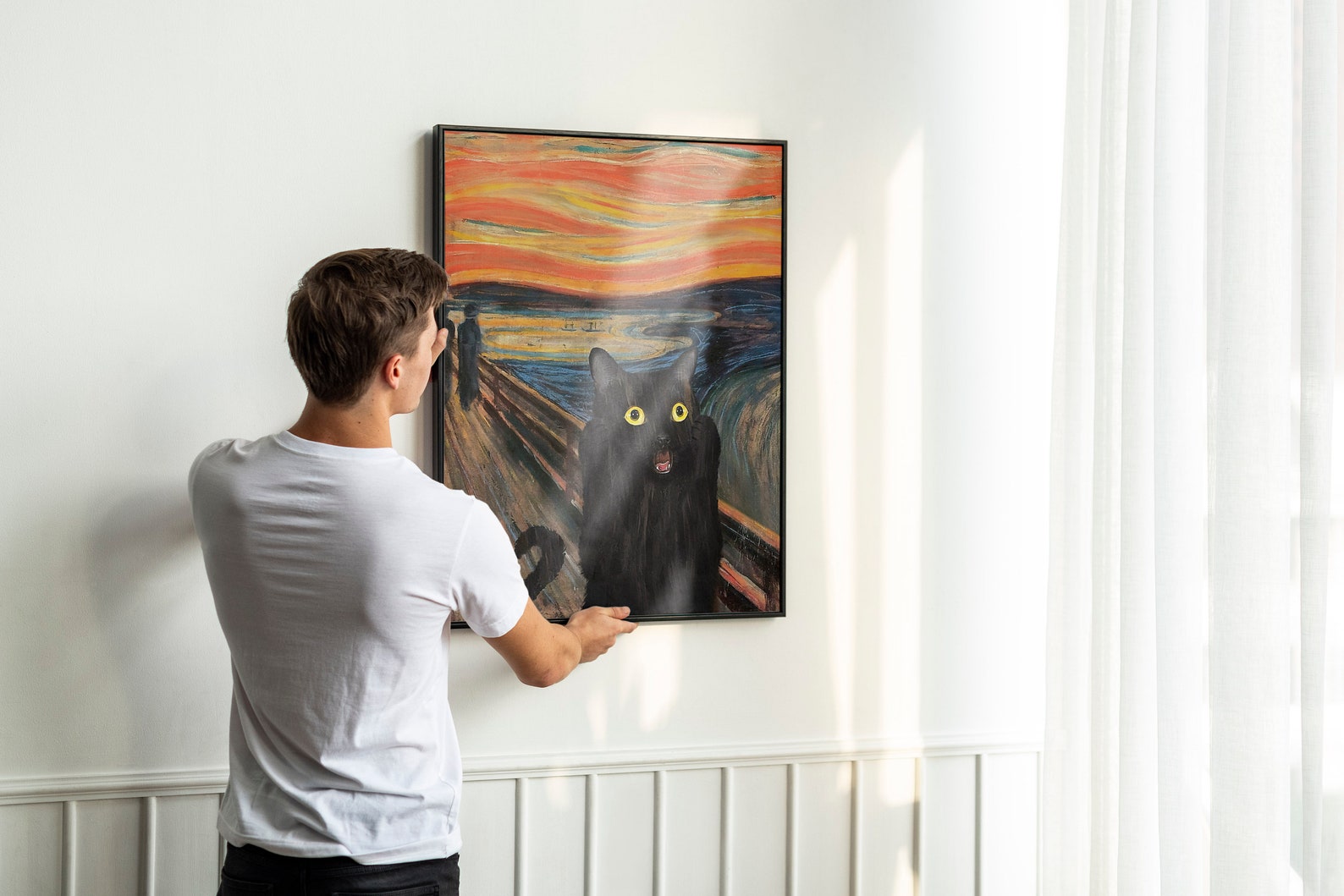 Scream Black Cat Painting, Edvard Munch Scream Paintings, Digital ...