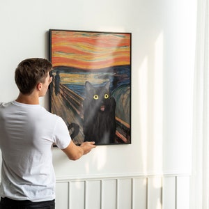Scream Black Cat Painting, Edvard Munch Scream Paintings, Digital ...
