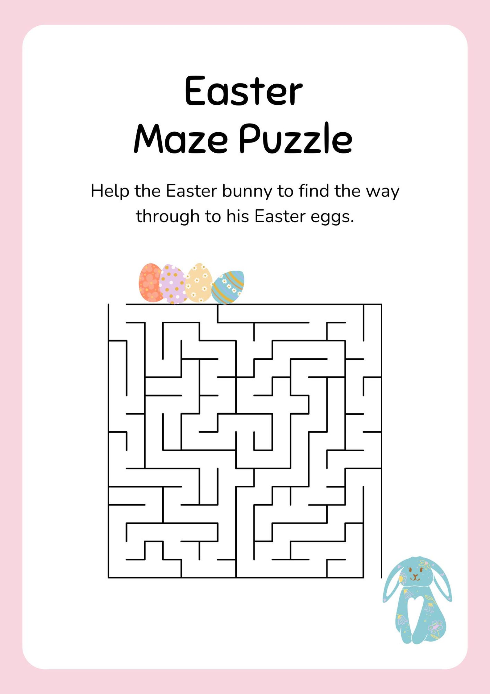 Easter Maze Puzzle Printable, Bunny and Chick Activity (digital ...