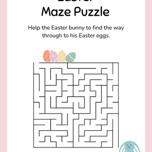 Easter Maze Puzzle Printable, Bunny and Chick Activity (digital ...