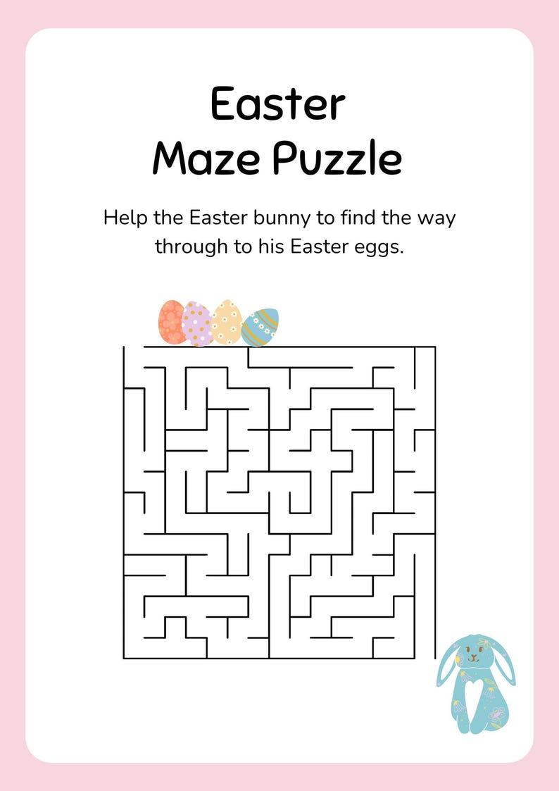 Easter Maze Puzzle Printable, Bunny and Chick Activity (digital ...