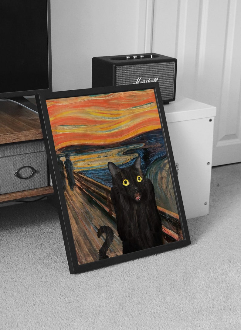 Scream Black Cat Painting, Edvard Munch Scream Paintings, Digital ...