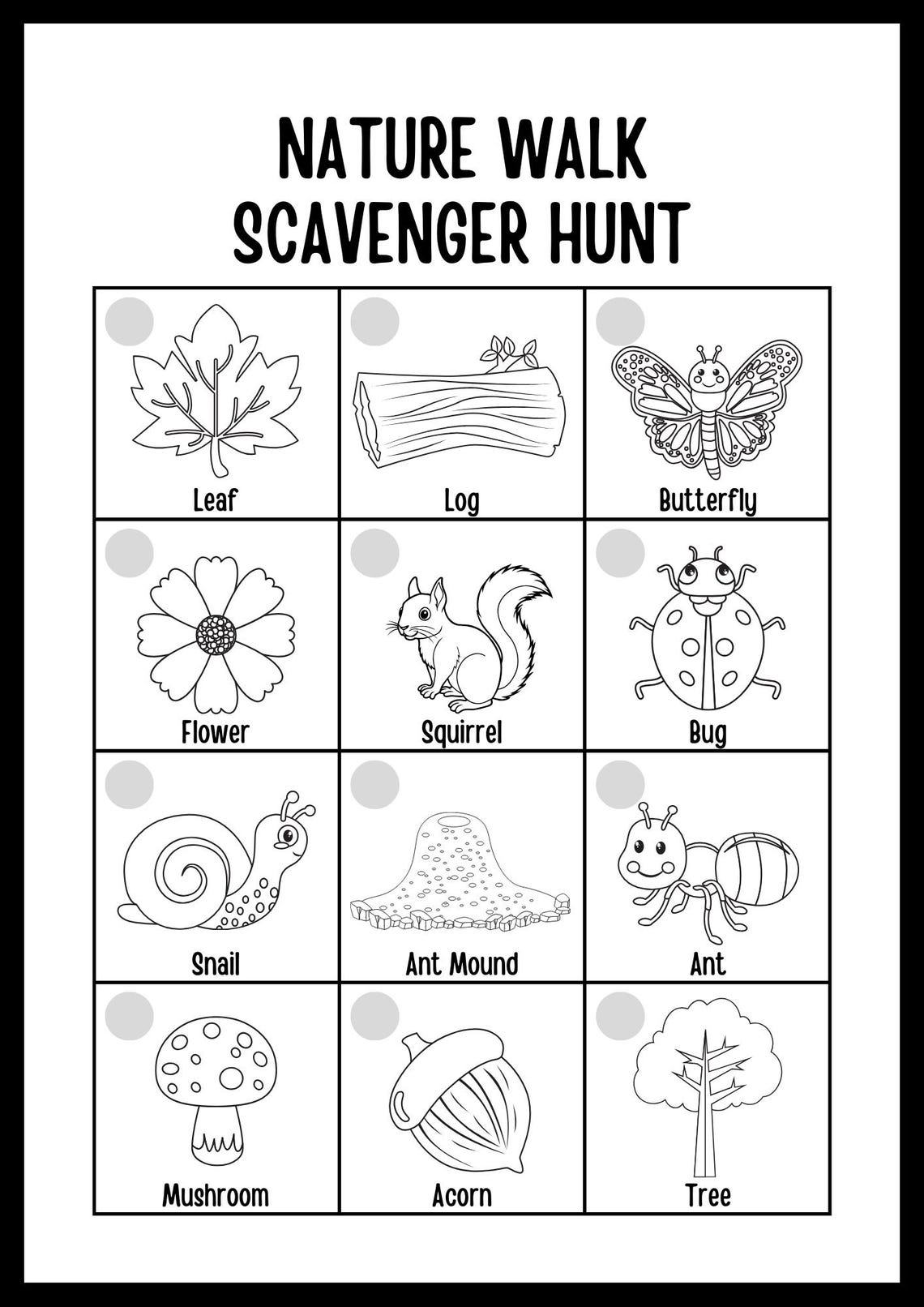 Nature Walk Scavenger Hunt for Kids - Printable Outdoor Activity - Fun ...