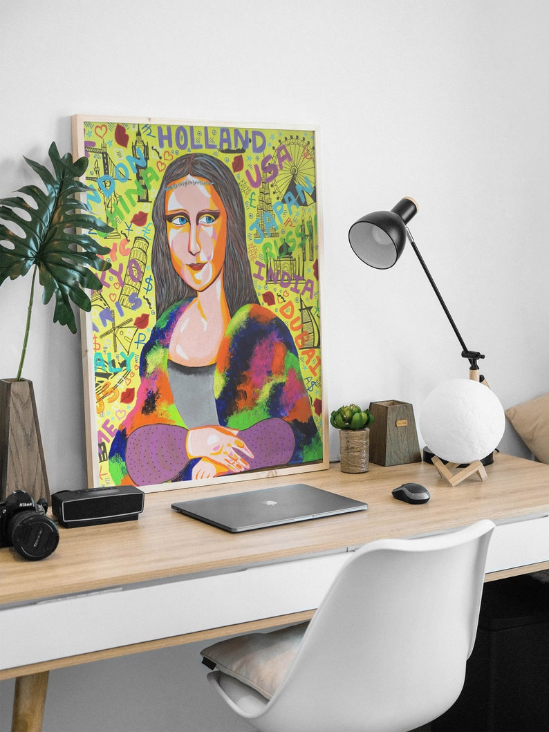 World Tour With Mona Lisa, Leonardo Da Vinci, Mona Lisa Print, Digital ...
