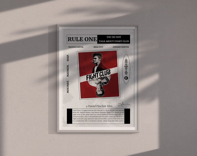 Fight Club Rules Movie Poster Print Home Decor Retro Ad Wall Art Gift ...