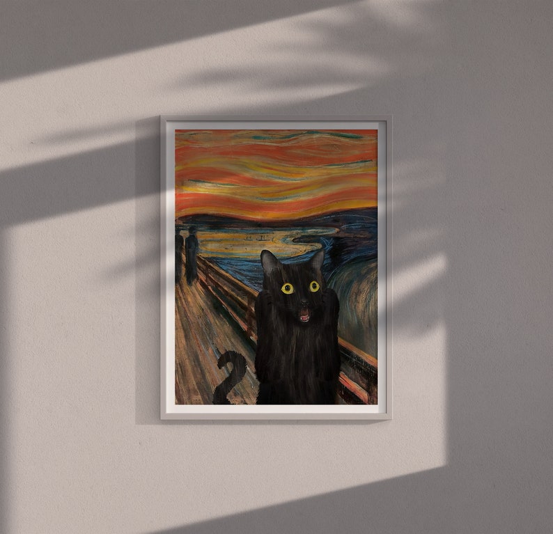Scream Black Cat Painting, Edvard Munch Scream Paintings, Digital ...