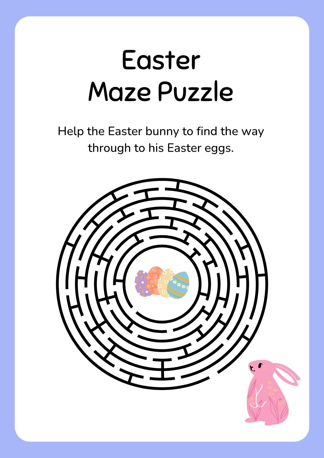 Easter Maze Puzzle Printable, Bunny and Chick Activity (digital ...