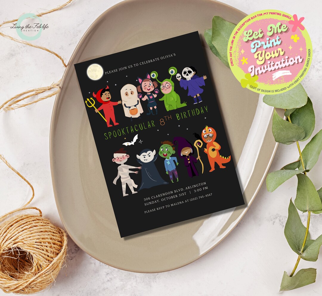 Spooky Birthday Invitation, Halloween Birthday Party Invitation ...