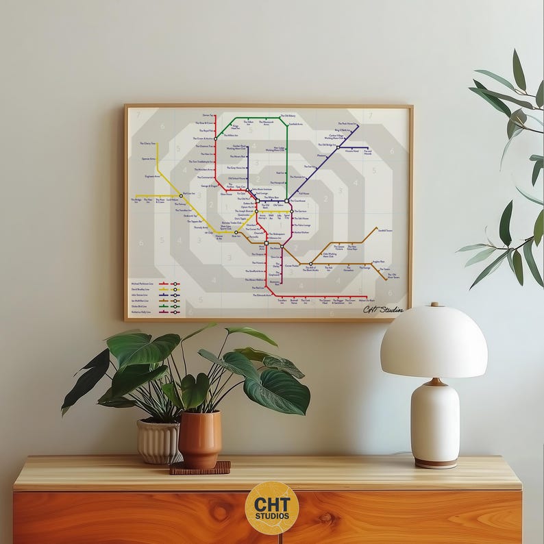 Barnsley Pubs Tube Map Poster - Etsy