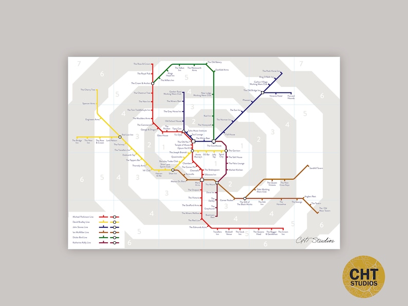 Barnsley Pubs Tube Map Poster - Etsy
