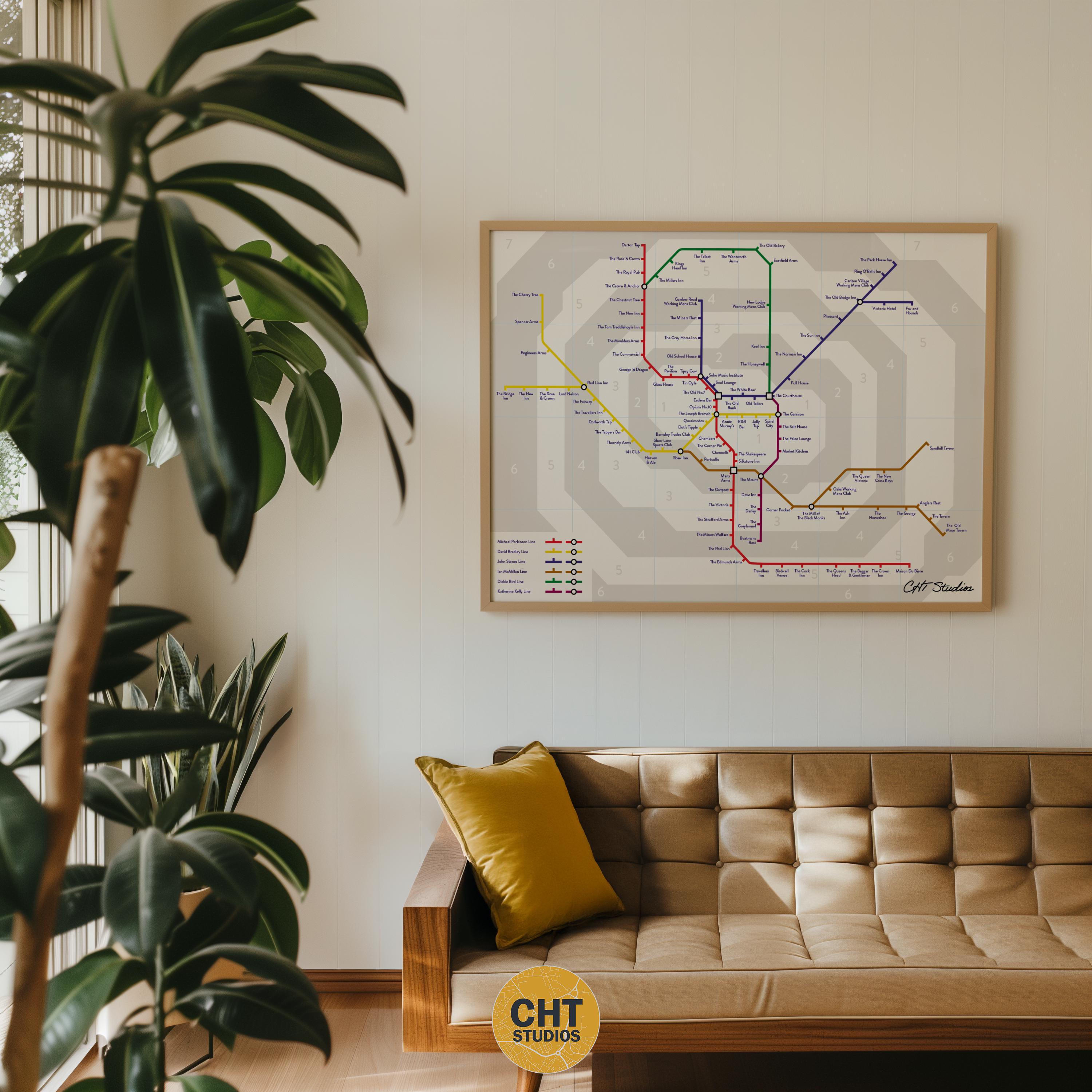 Barnsley Pubs Tube Map Poster - Etsy