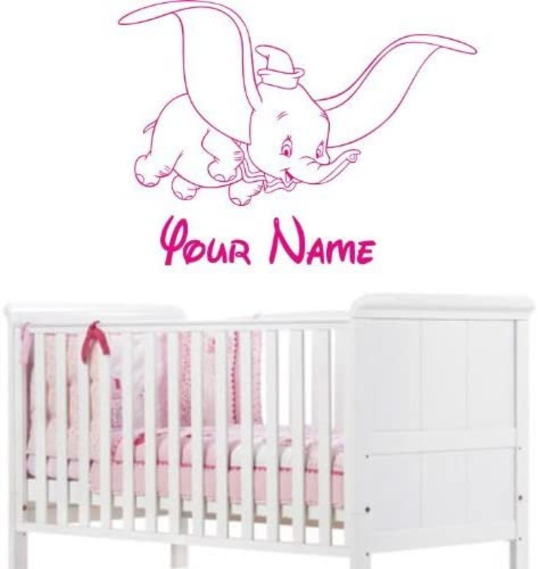 PERSONALISED DUMBO & NAME Wall Art Sticker 96cm w X 72cm h - Etsy