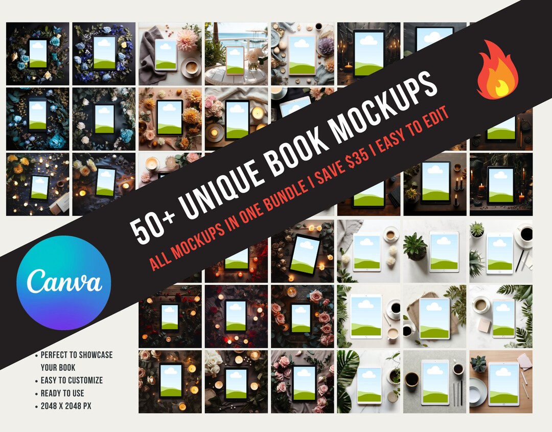 Book Mockups I All Shop Bundle I 50+ Book Mockups I Book Mockup Canva ...