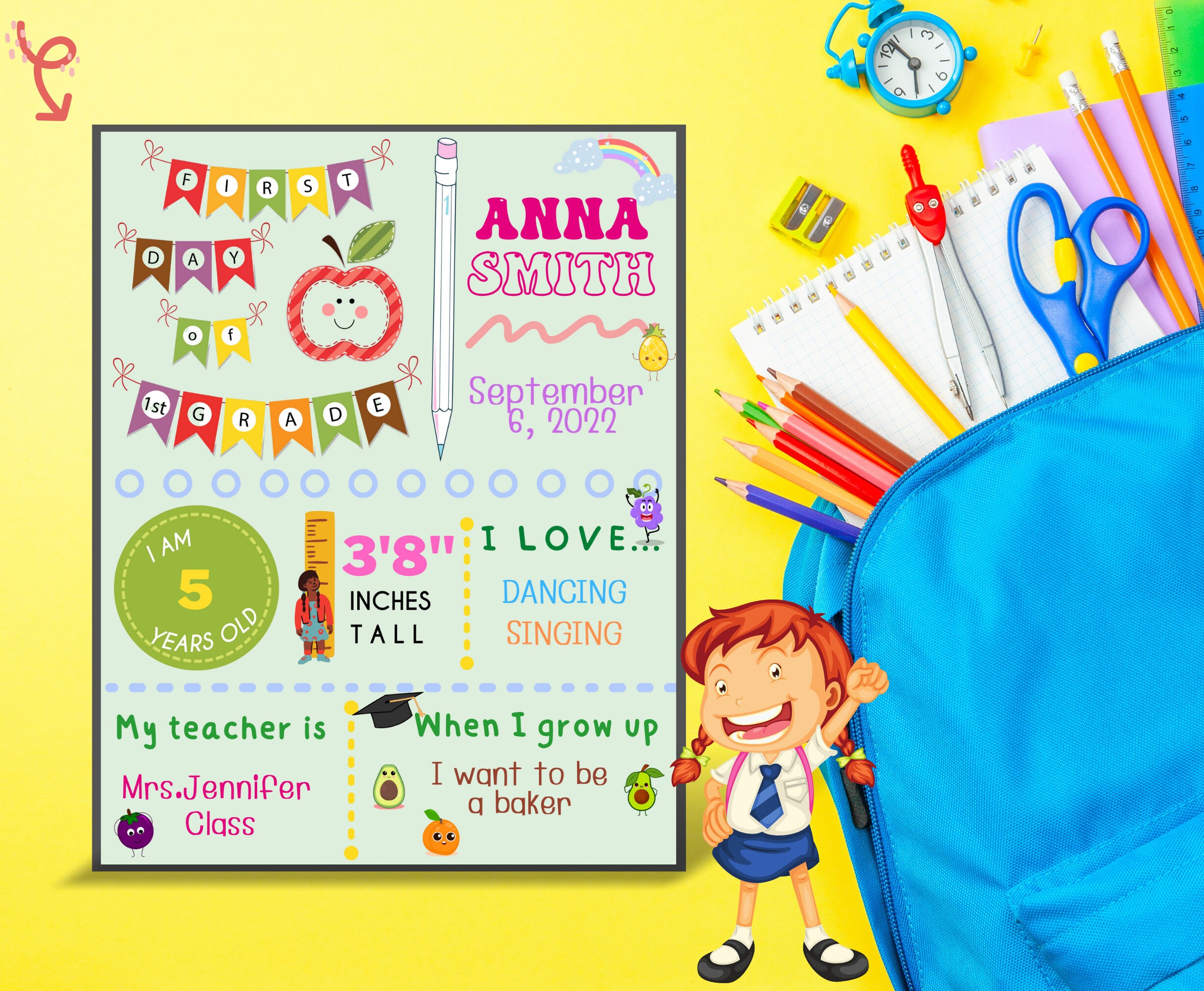 Editable First Day of School Canva Template First Day of School ...