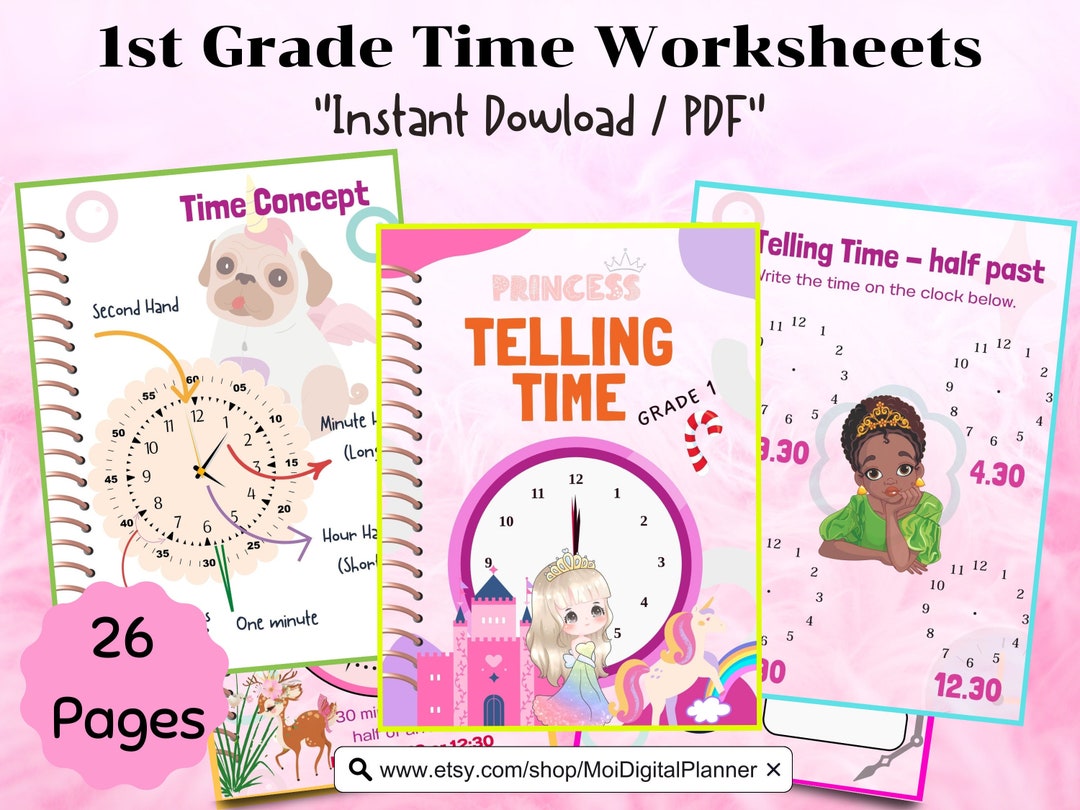 1st Grade Time Worksheets Addition Subtraction Shapes 26 Pages Numbers ...