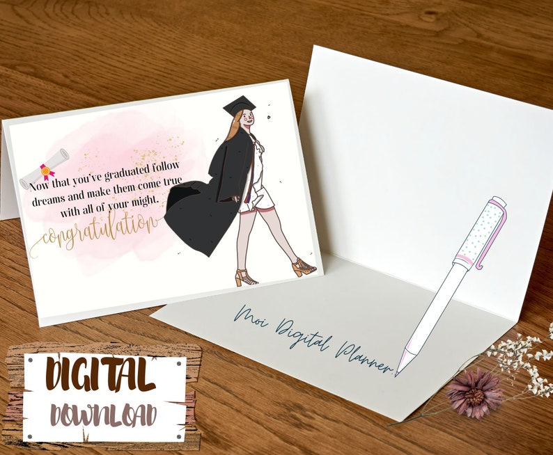 Printable Graduation Card Instant Download 7x5 Inch Cards for ...