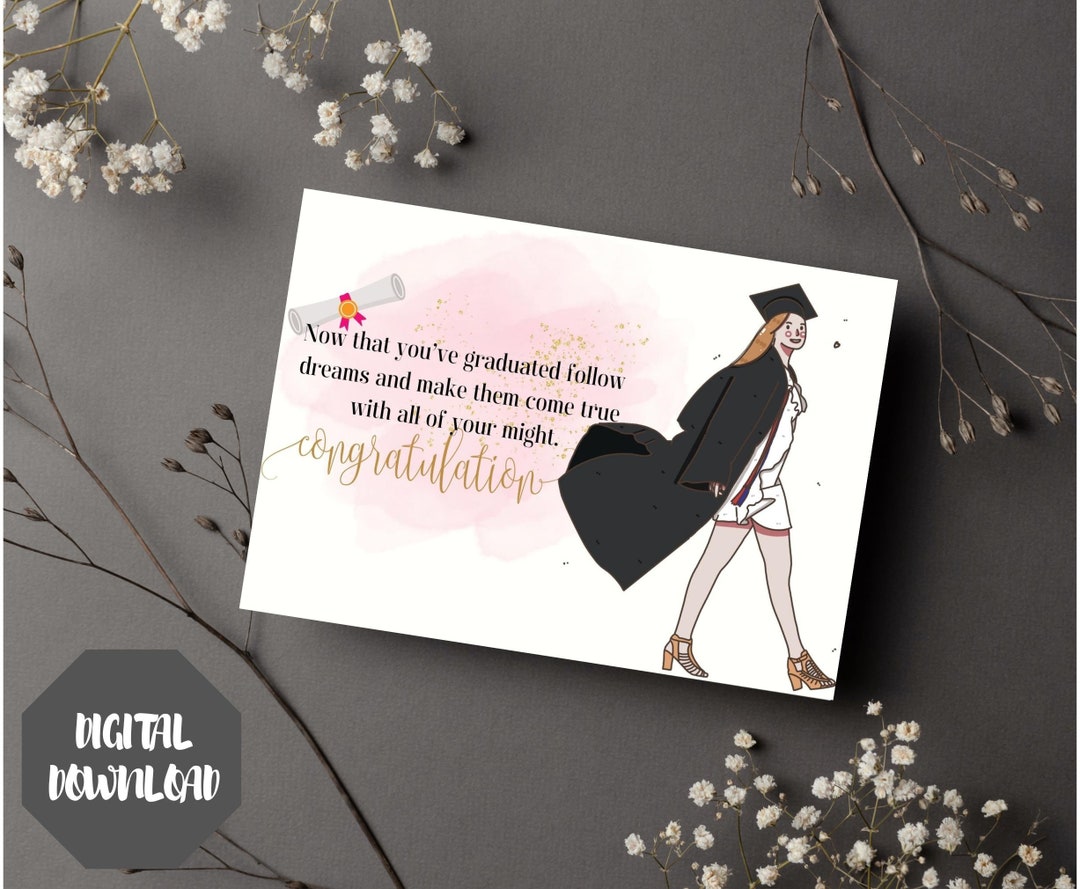 Printable Graduation Card Instant Download 7x5 Inch Cards for ...