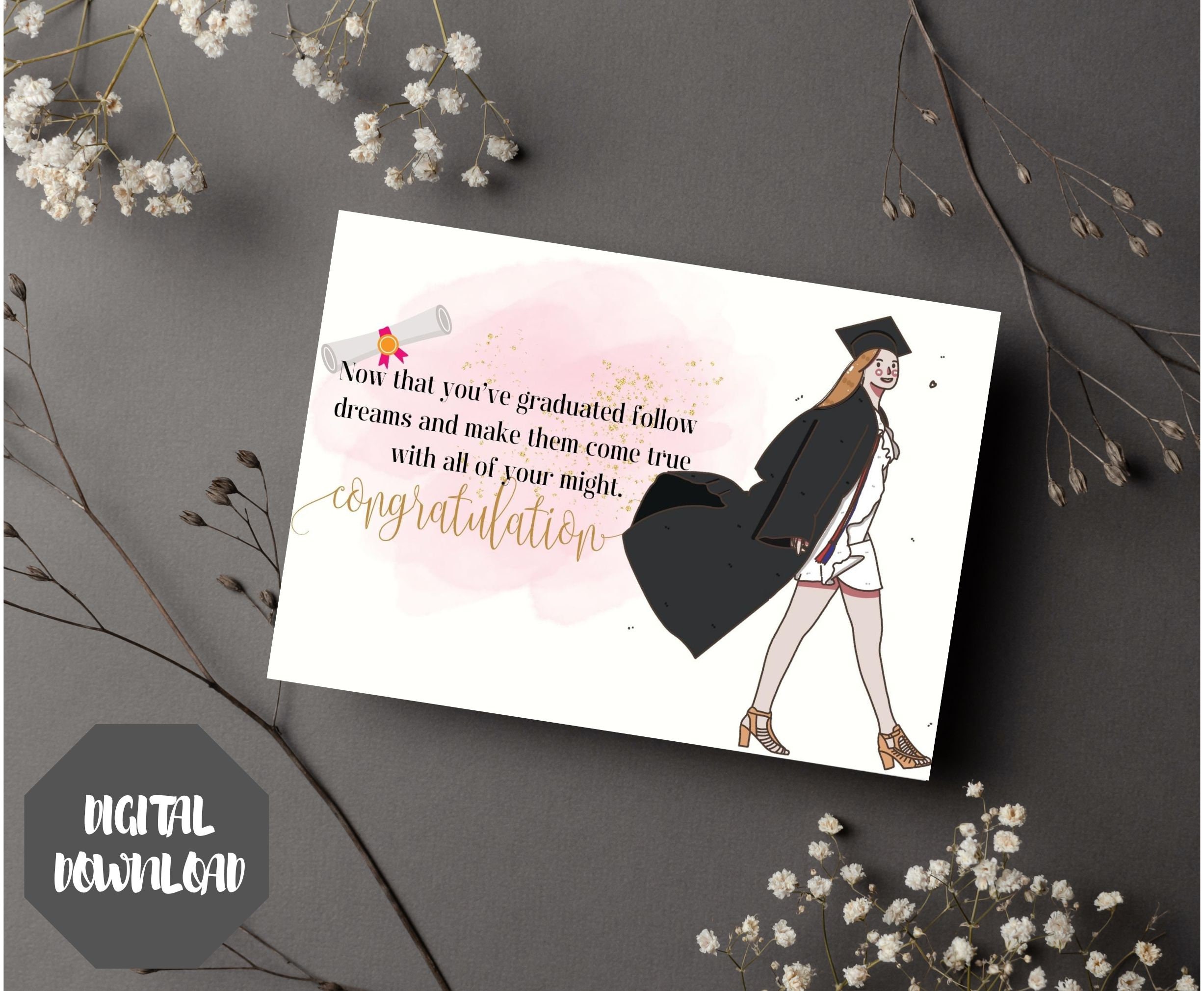 Printable Graduation Card Instant Download 7x5 Inch Cards for ...