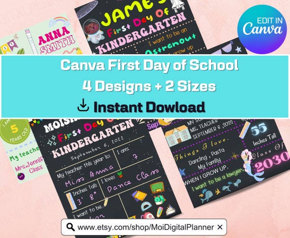 Editable First Day of School Canva Template First Day of - Etsy