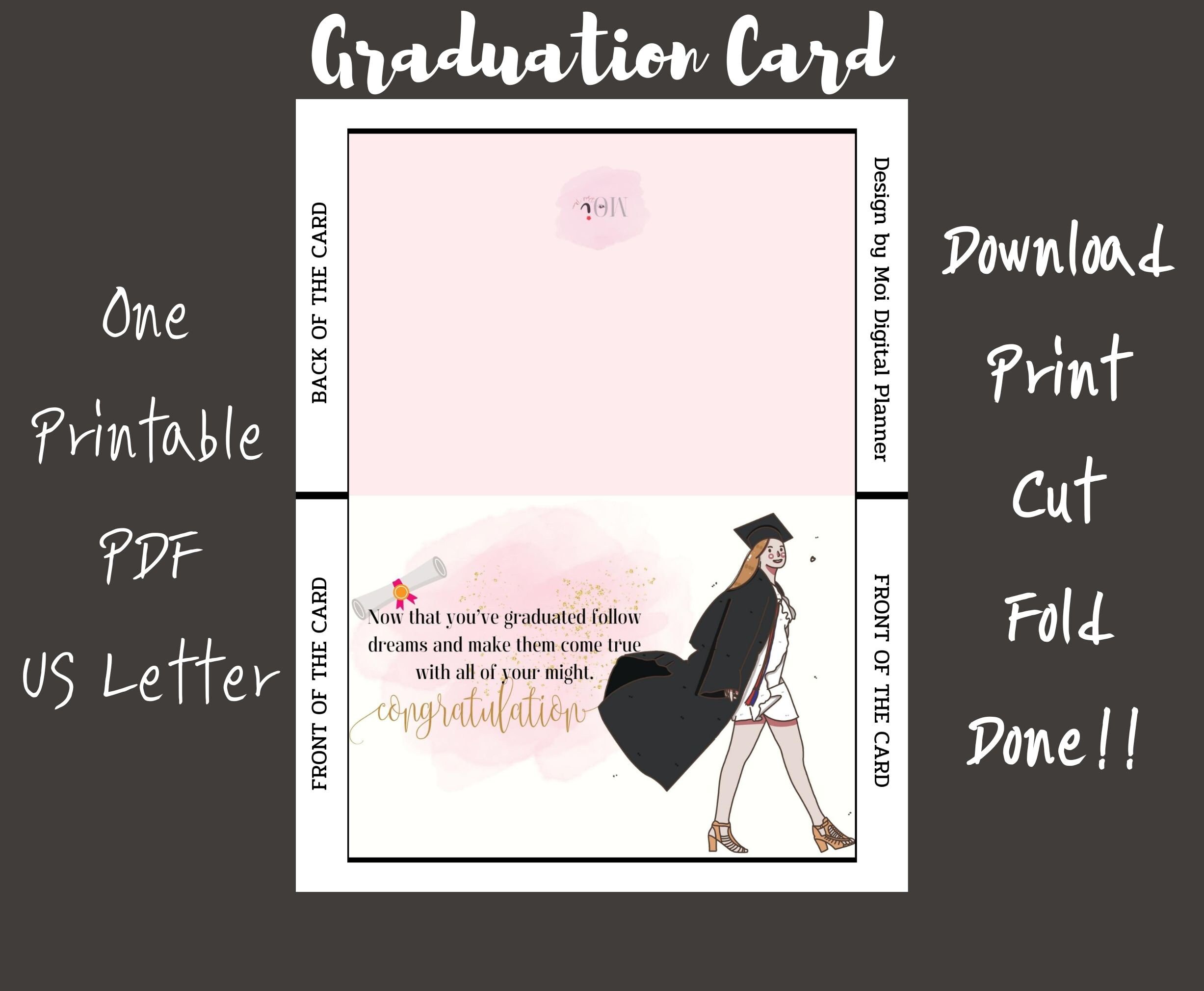 Printable Graduation Card Instant Download 7x5 Inch Cards for ...