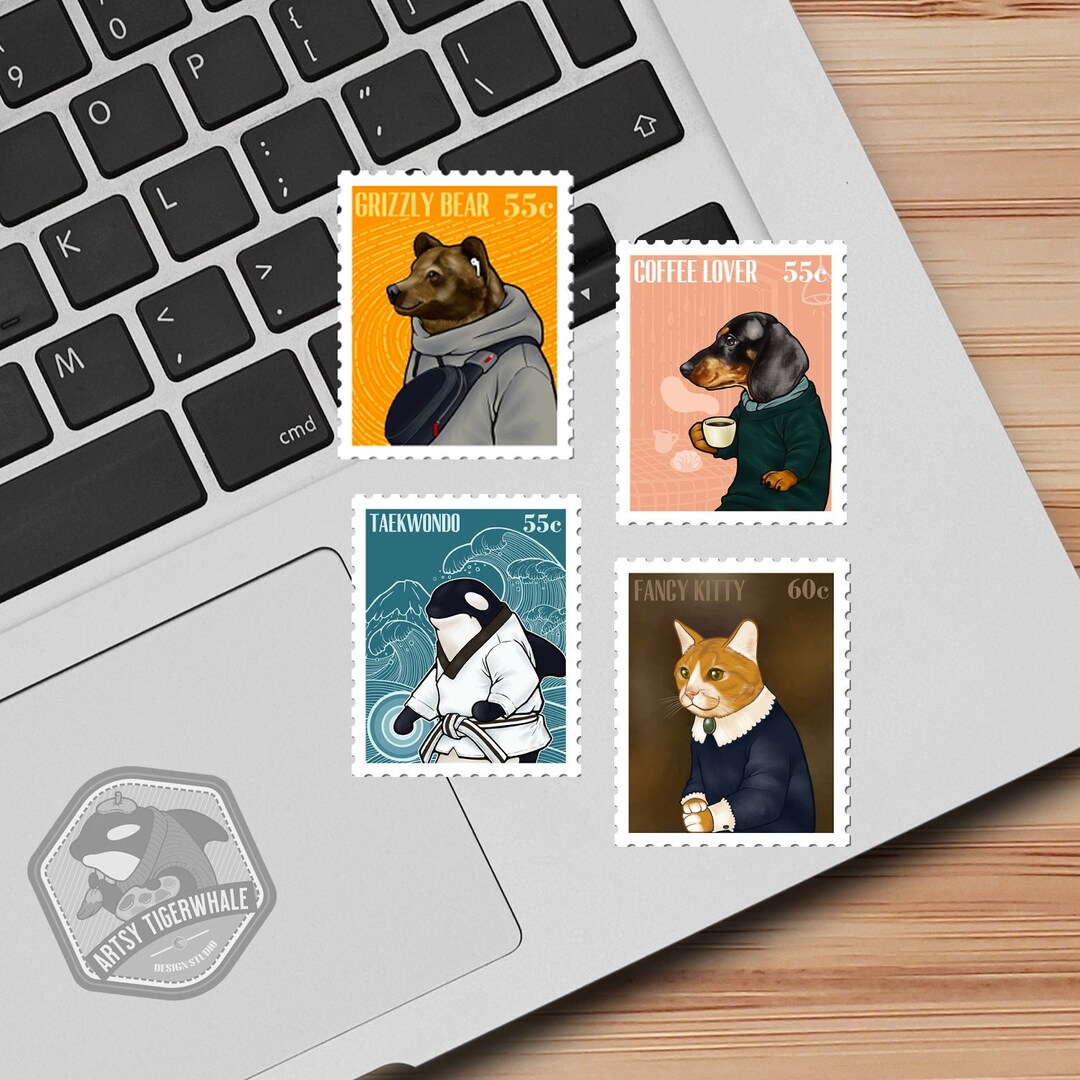 Sticker- Water Proof Sticker- Post Stamp Style Stickers Pack - Sticker ...