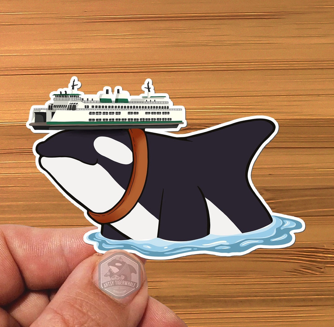 Sticker- Water Proof - Orca - FERRY - Killer Whale - Washington State ...