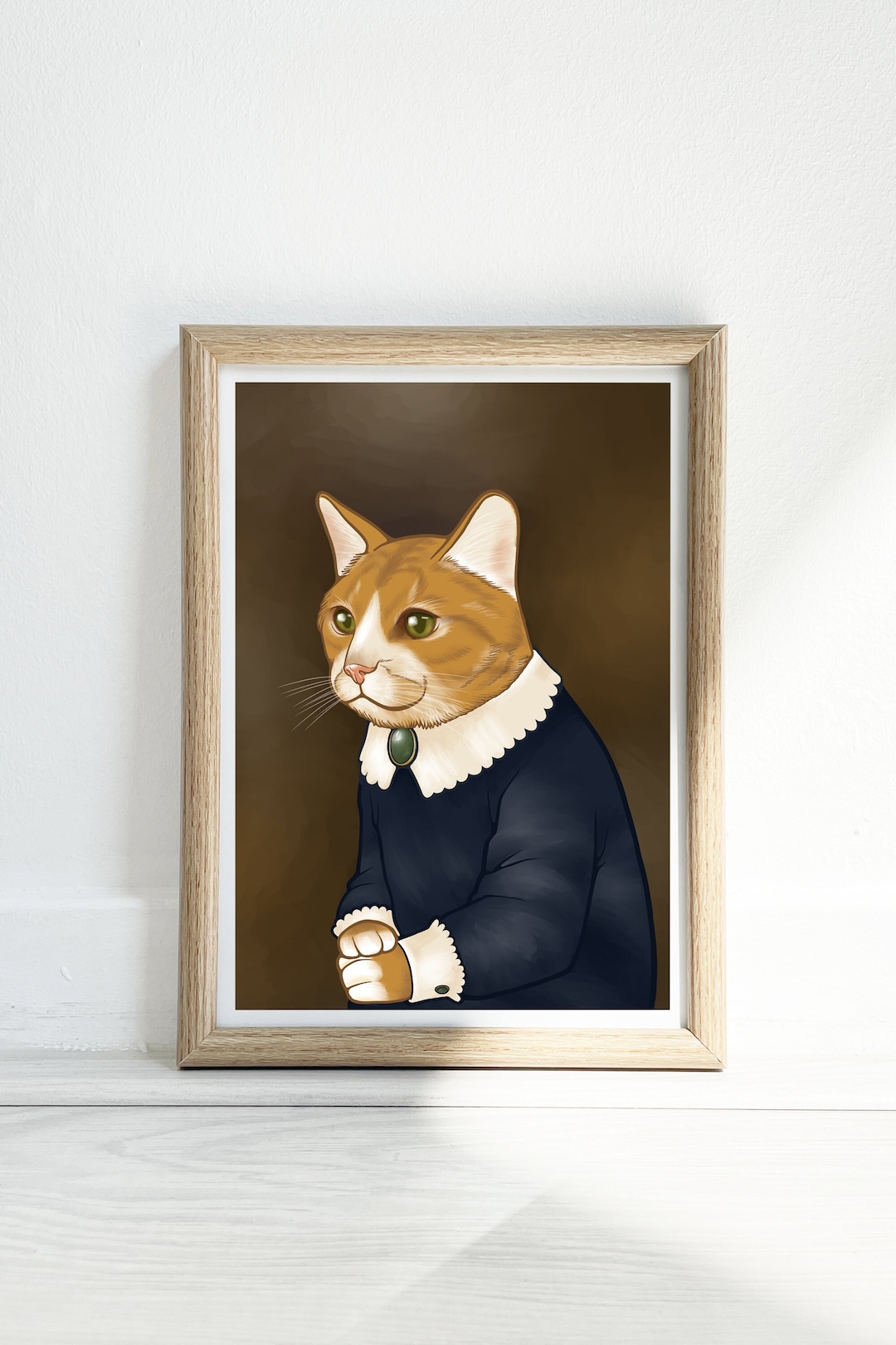 Fancy Cat Portrait Illustration Print - Etsy.de