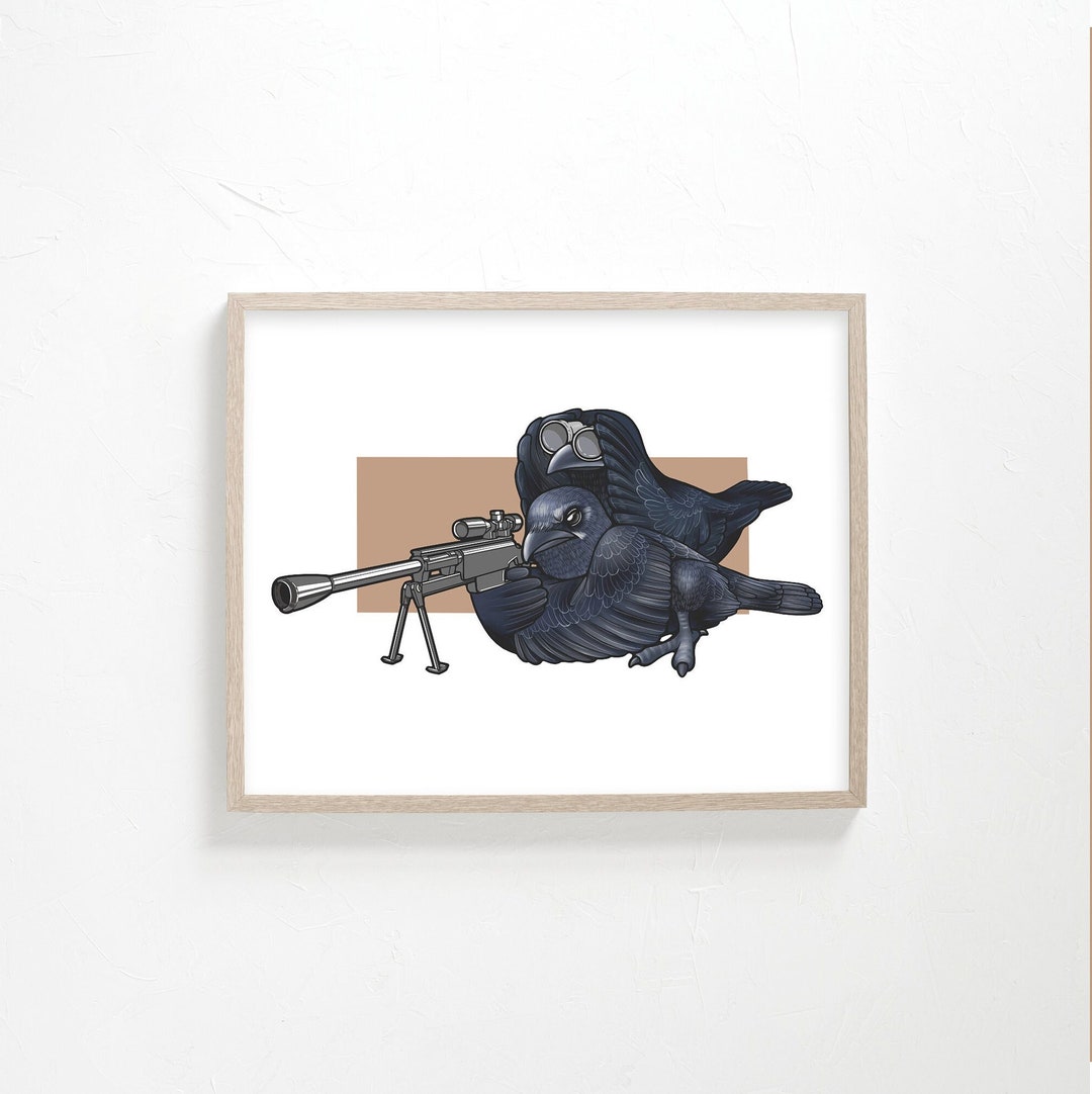 Crow Poster, Illustration, Wall Art, Cartoon Style Wall Art, Sniper ...