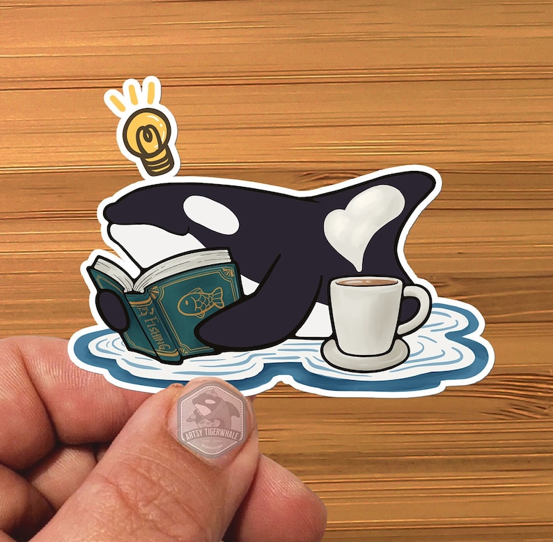 Sticker- Water Proof - Orca - Killer Whale - Fishing - Reading _book ...