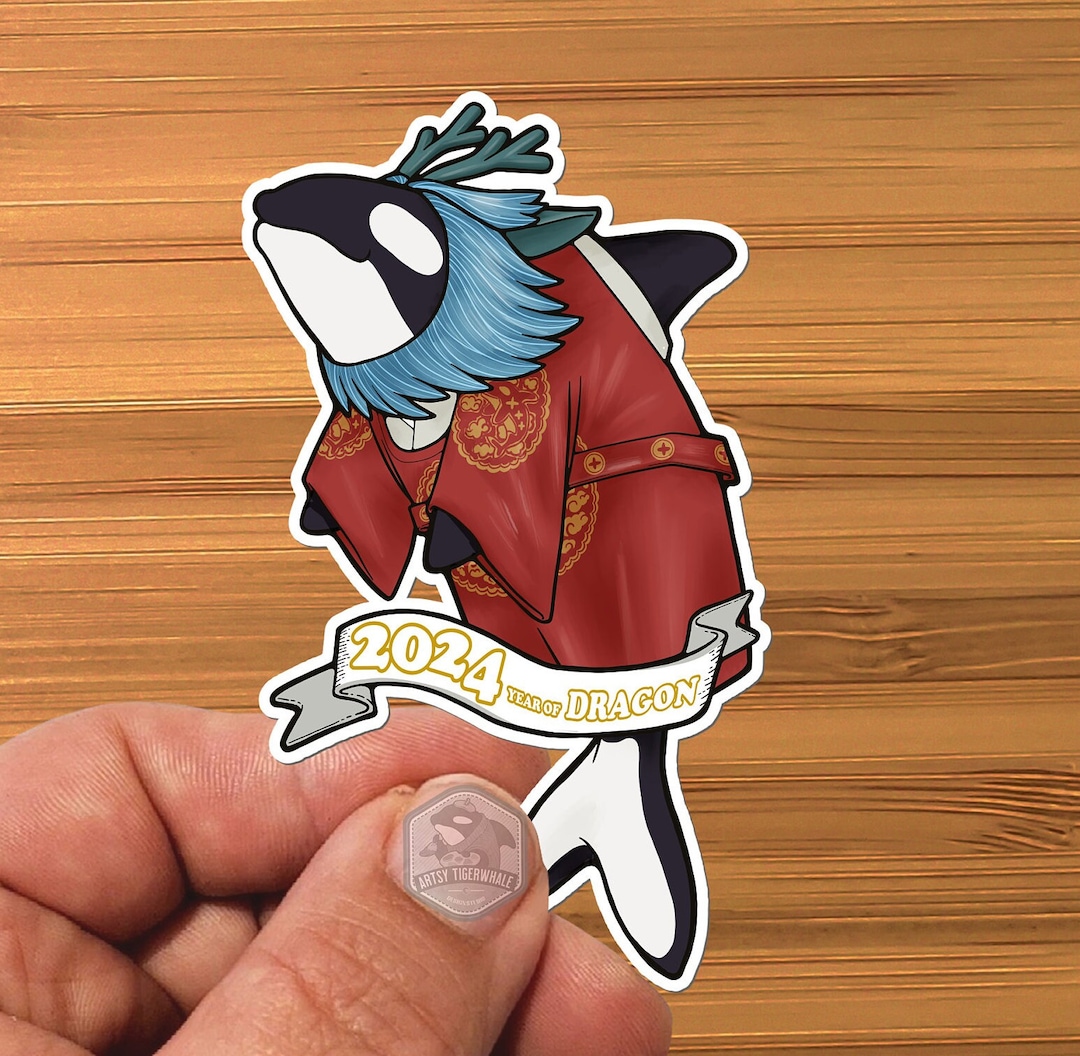 Year of the Dragon Orca Sticker - Waterproof Vinyl Decal - Etsy