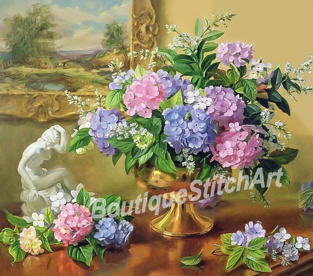 Still Life With Hortensia Embroidery Pattern - Etsy