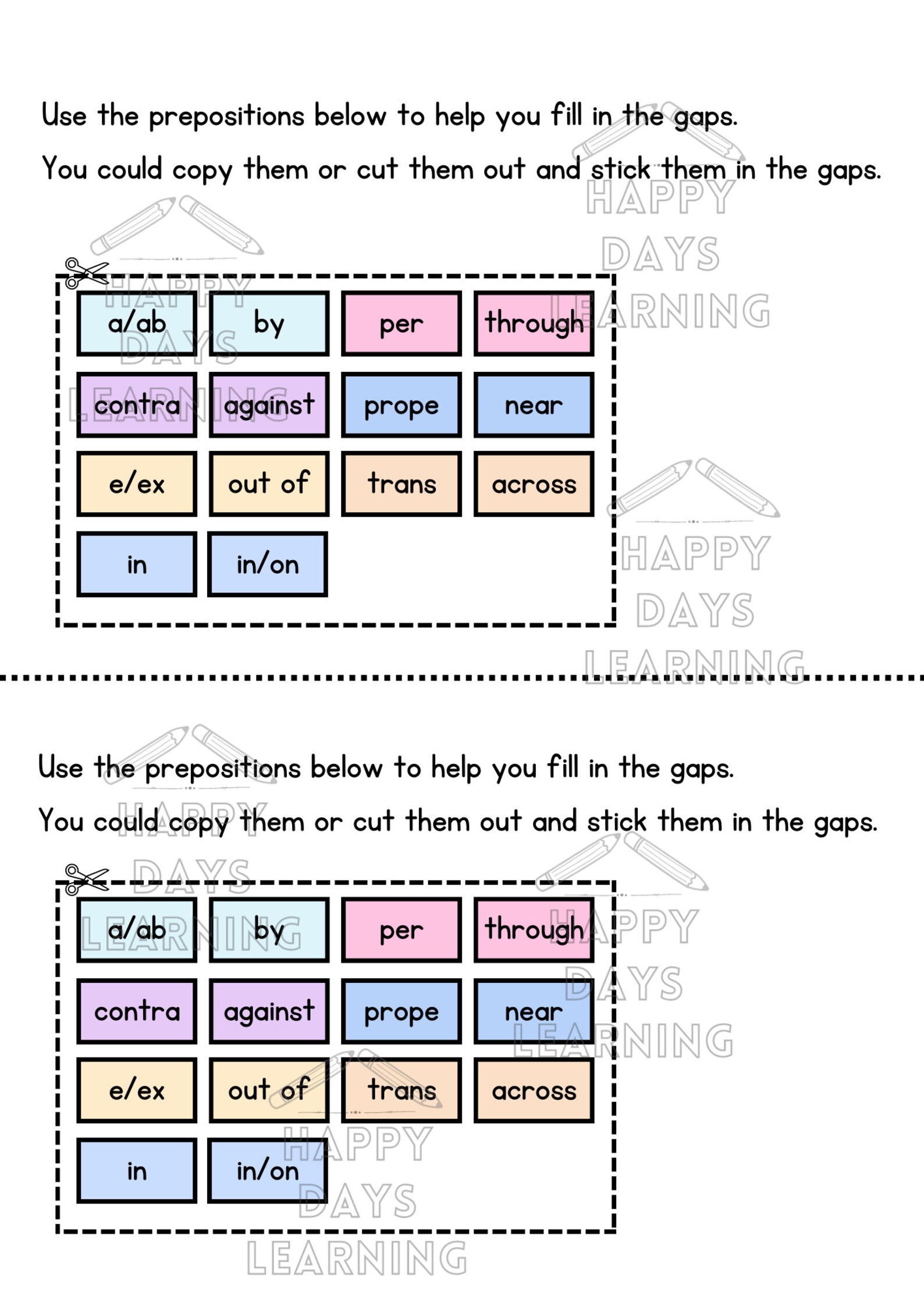 Latin Worksheet Prepositions CE Level 1 Printable Pdf - Etsy