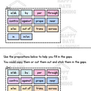 Latin Worksheet Prepositions CE Level 1, Printable Pdf, Vocabulary ...