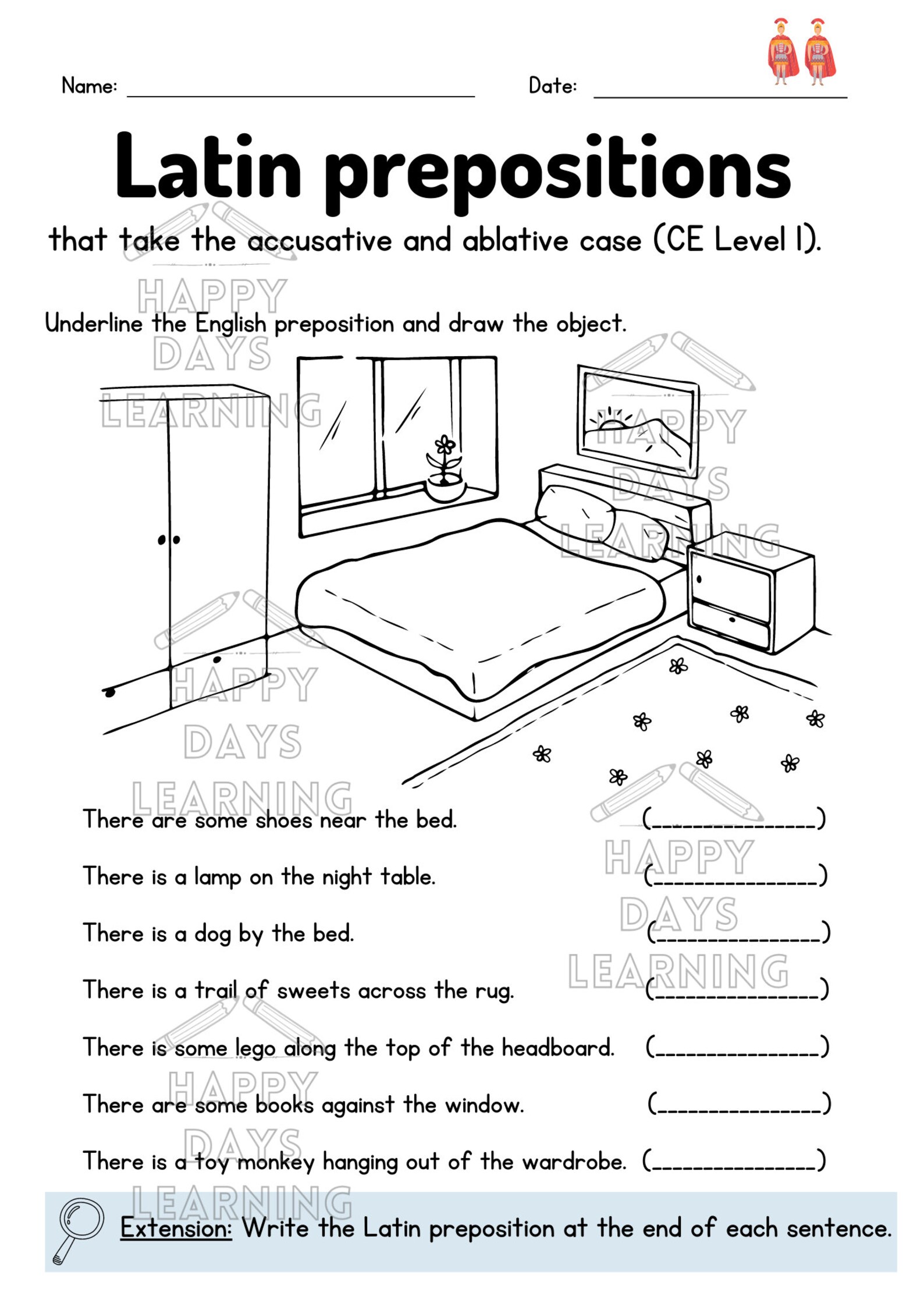 Latin Worksheet Prepositions CE Level 1 Printable Pdf - Etsy