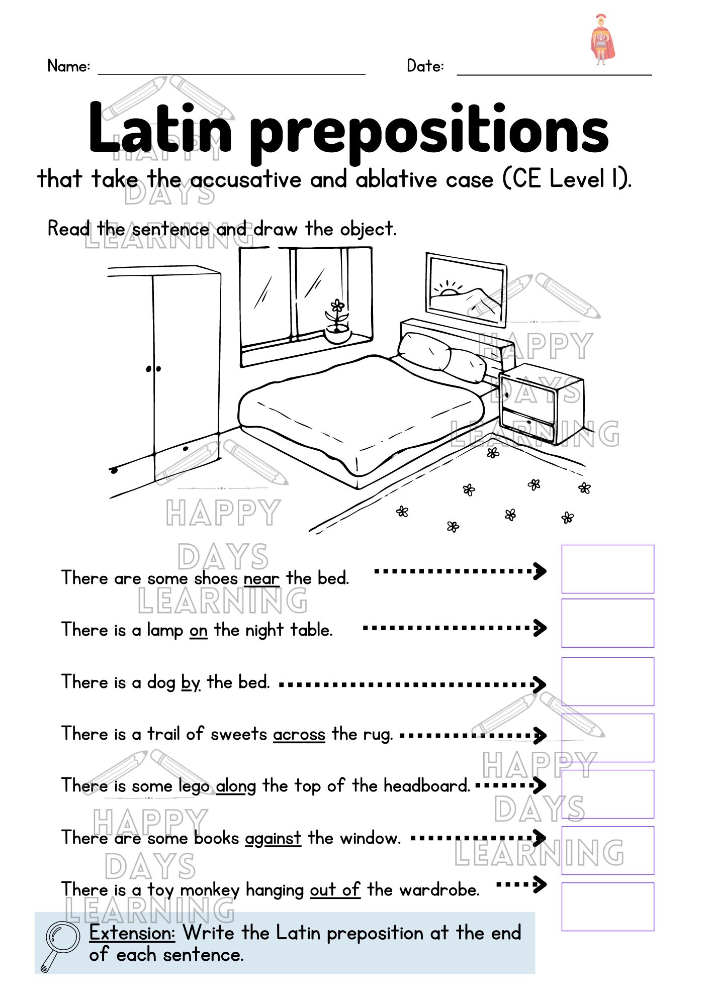 Latin Worksheet Prepositions CE Level 1, Printable Pdf, Vocabulary ...