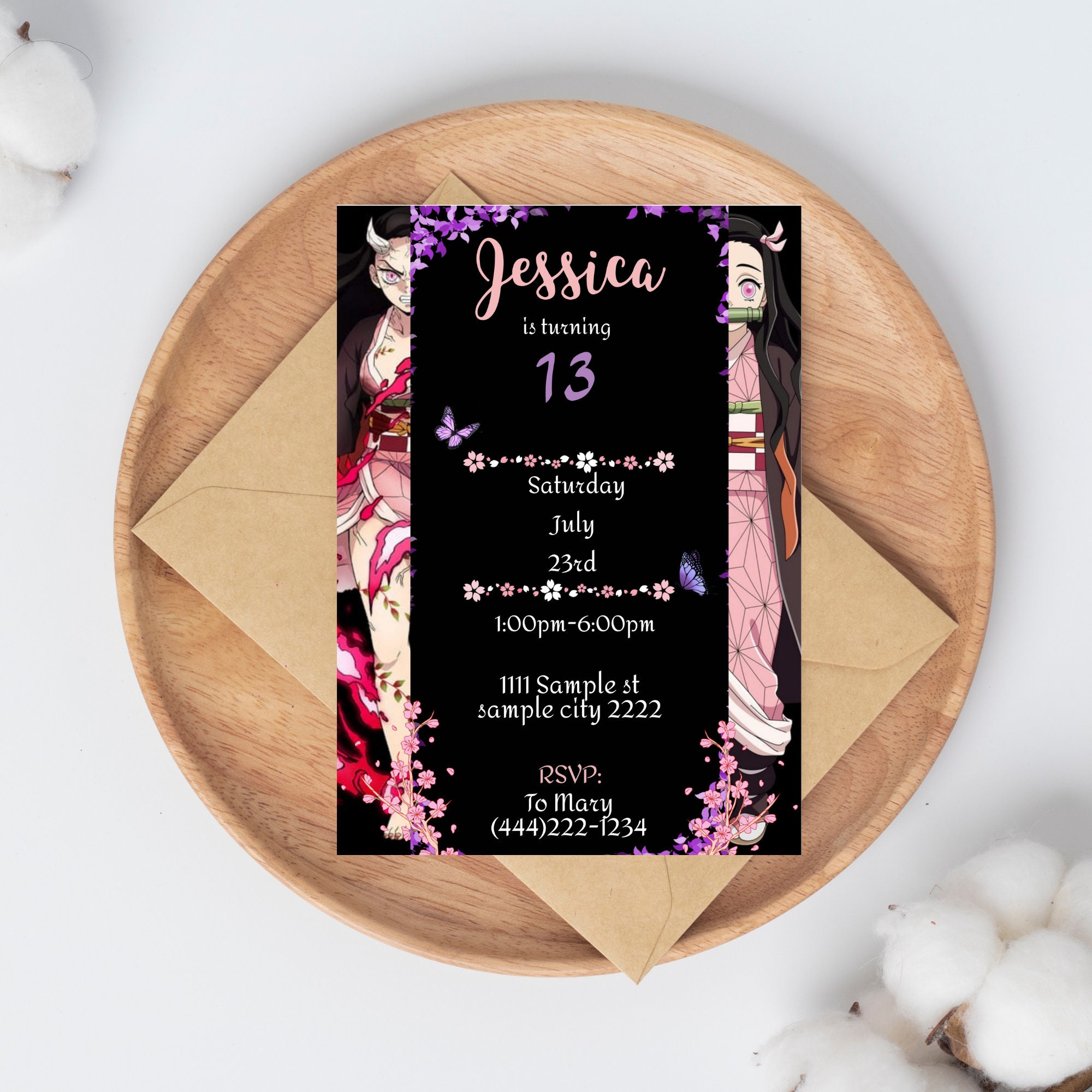 Anime Birthday Invitation, Manga Birthday Invitation, Editable Birthday ...