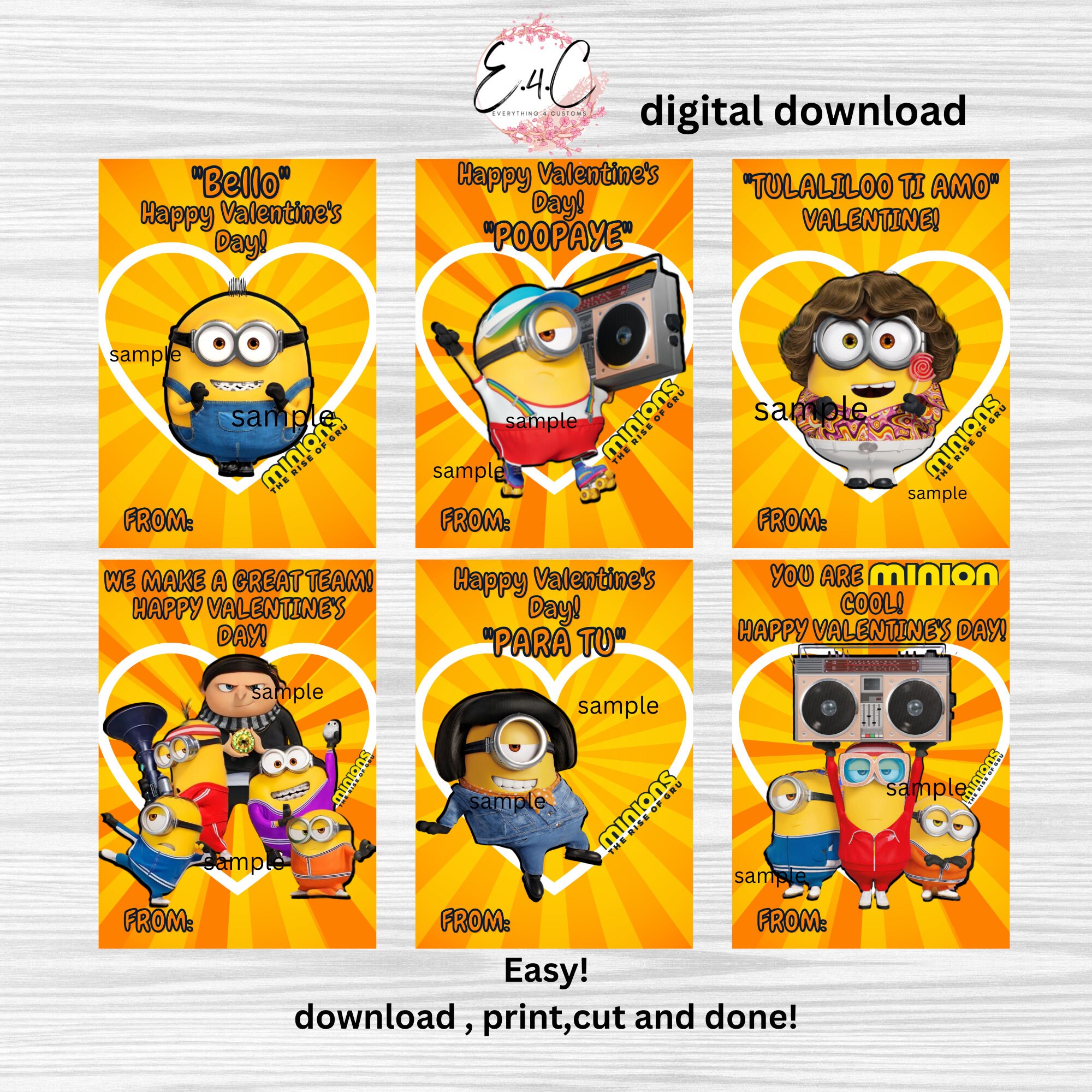 Minion Valentine's Day Cards Valentine Day Cards for - Etsy