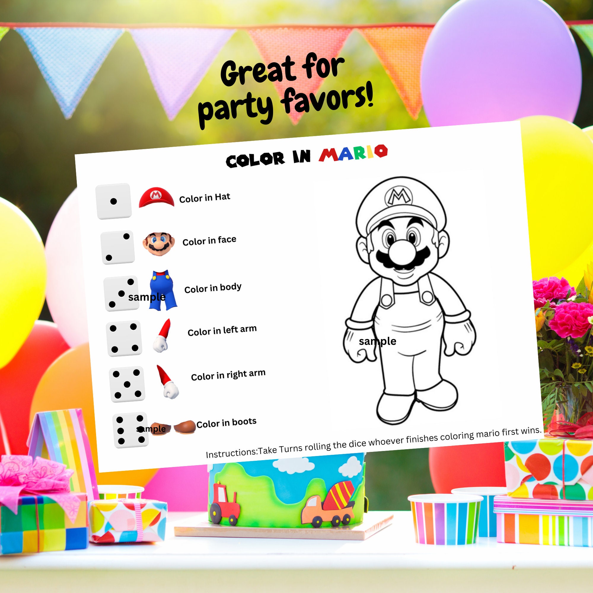 Mario Printable Game Activity Sheet Kids Party Favors Mario - Etsy