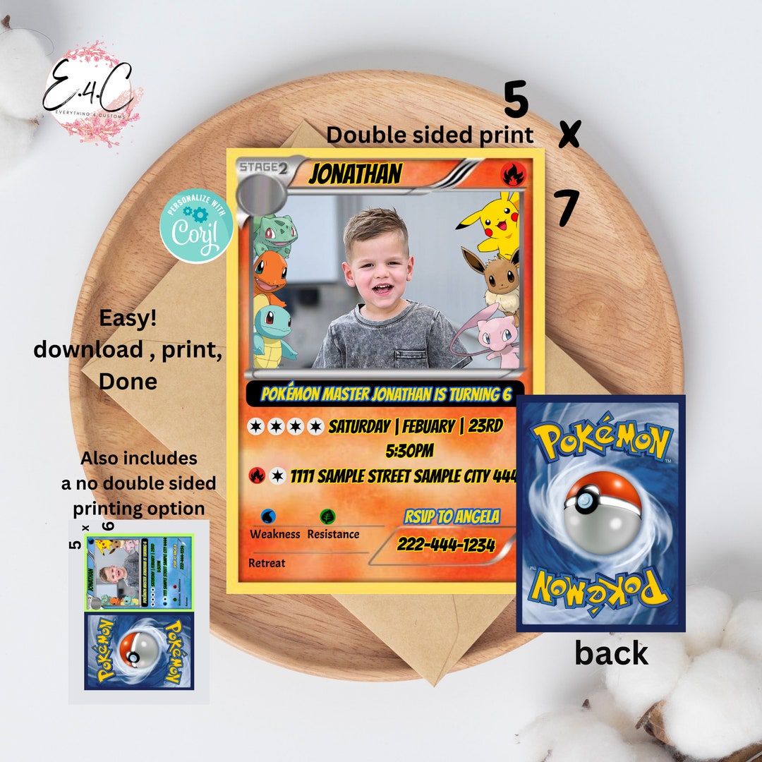 Invitación de cumpleaños de Pokémon, invitaciones de cumpleaños para ...