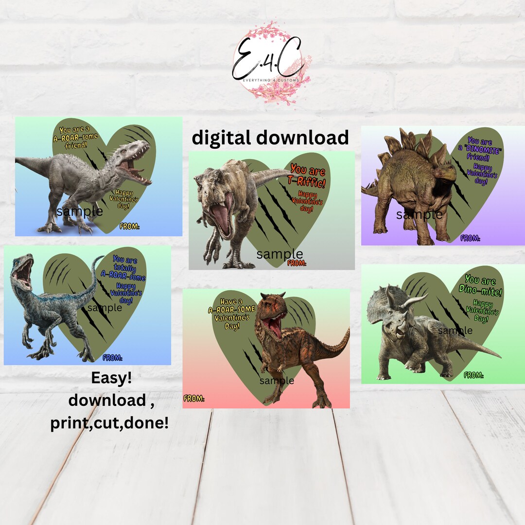 Dinosaur Valentine's Day Cards, Valentine's Day Cards for Kids ...